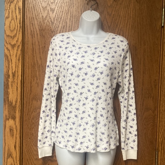 Fruit of the Loom | Tops | Large Purple Rose Thermal Top | Poshmark
